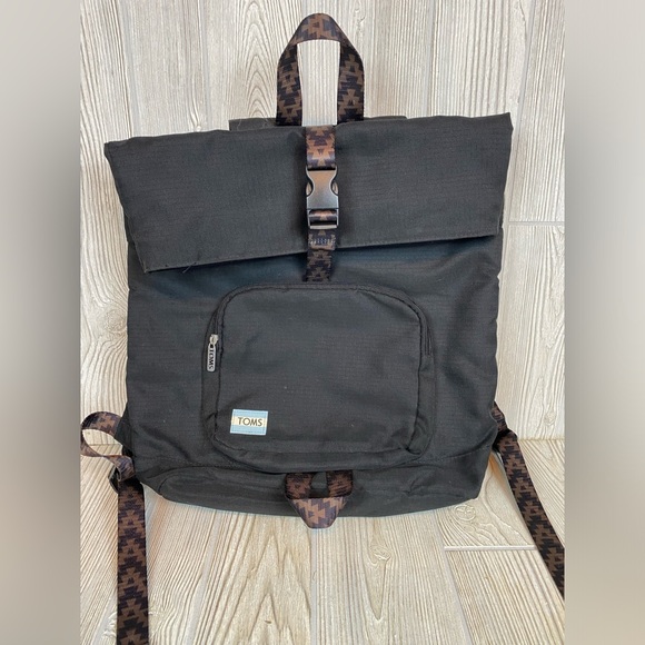 Toms | Bags | Toms Standup Backpack In Solid Black With Aztec Detail ...